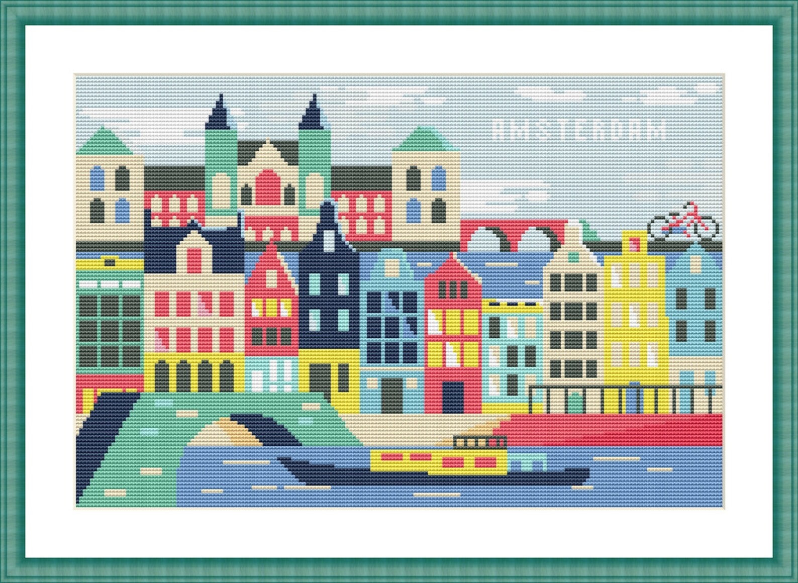 Amsterdam Cross Stitch Pattern. Holland Modern Travel Poster. Counted ...