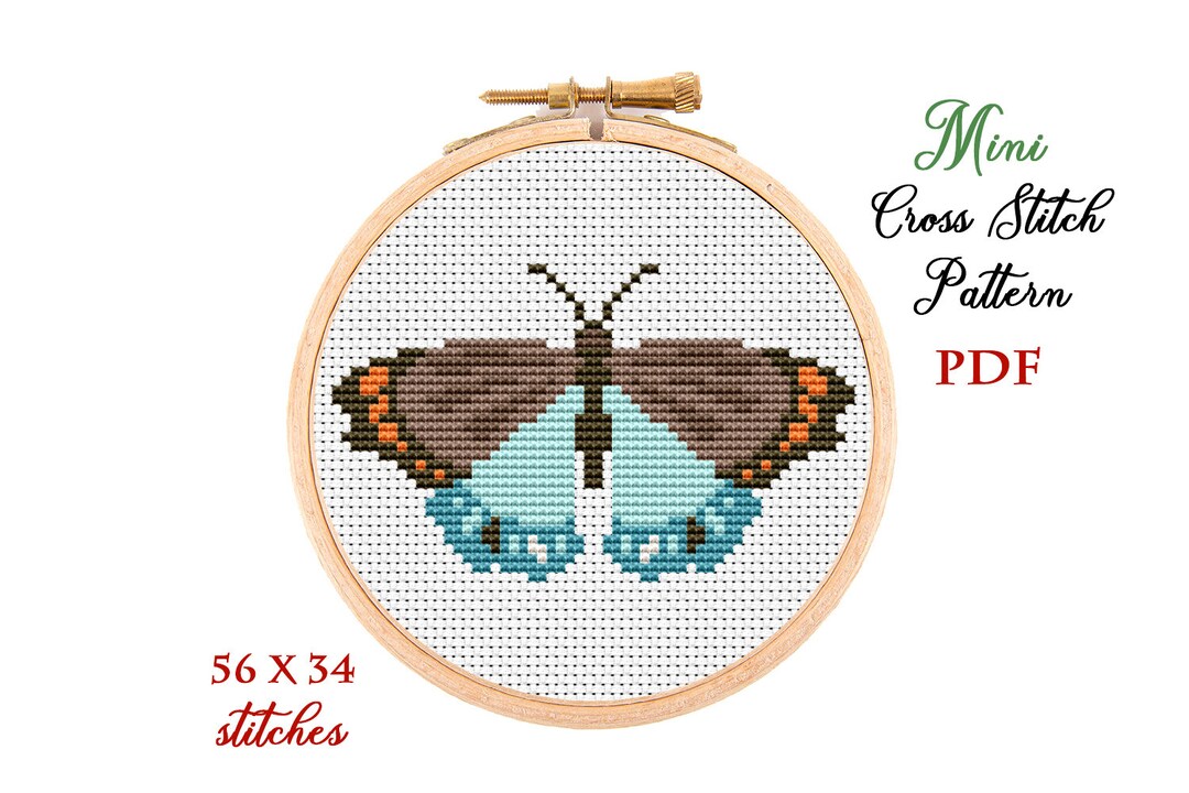 Mini Cross Stitch Pattern. Little Butterfly. Counted Cross Stitch Chart ...