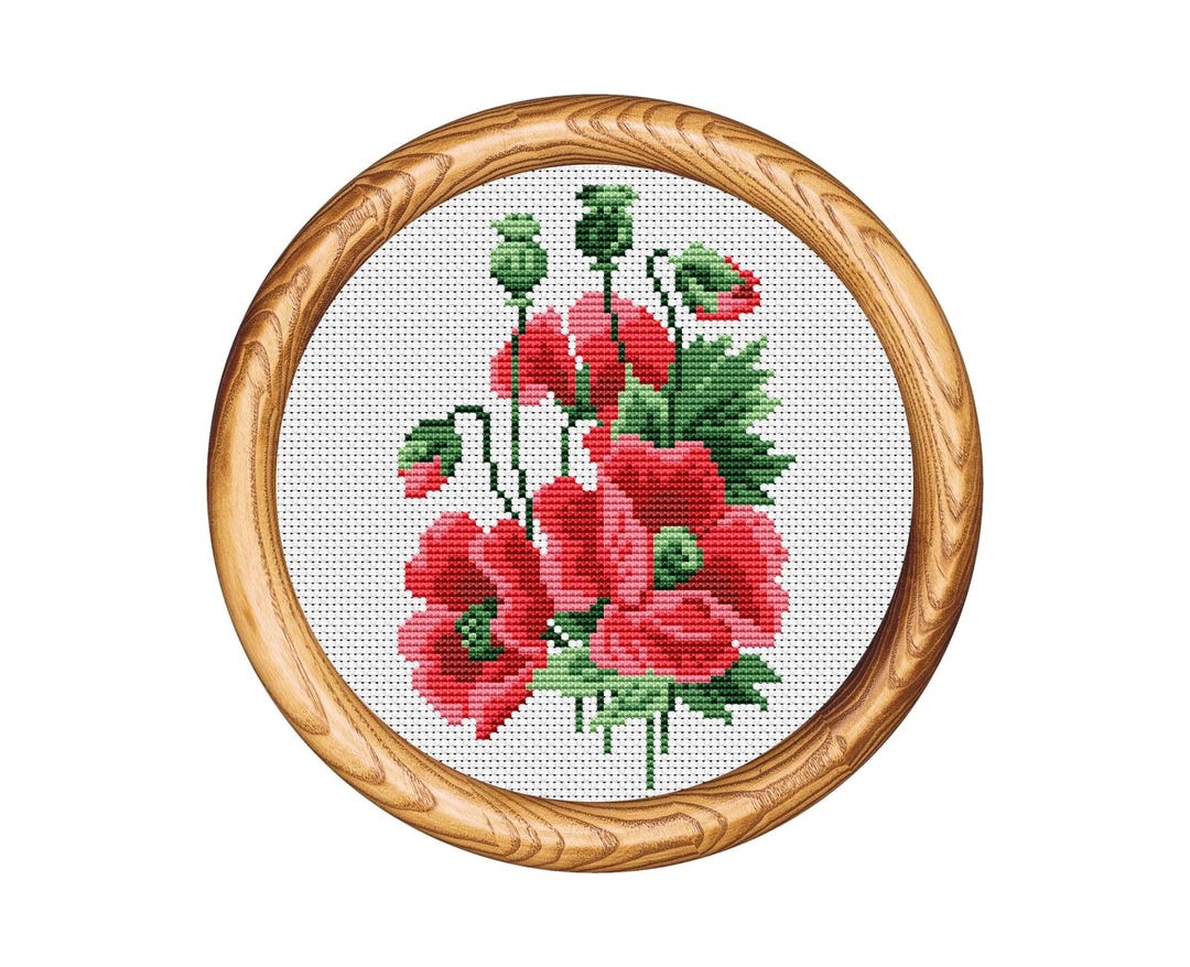 Red Poppy Cross Stitch Pattern. Flower Xstitch. Counted Cross Stitch ...