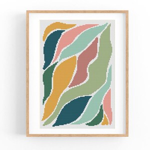 Set of 3 Modern Boho Cross Stitch Patterns, Abstract Colourful Cross ...