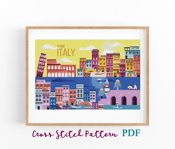 Cross Stitch Pattern Rome Italy. Travel Poster. Cityscape - Etsy