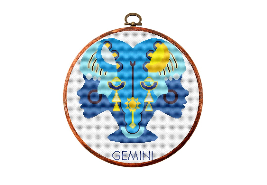 Zodiac Sign Gemini. Modern Cross Stitch Pattern. Counted Cross Stitch ...