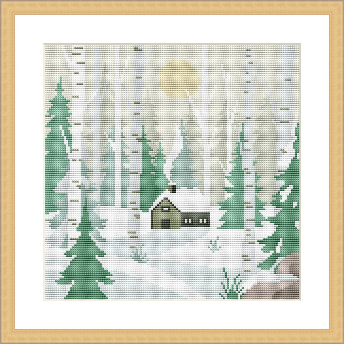 Winter Landscape Cross Stitch Pattern, Snowy Forest, Christmas House ...