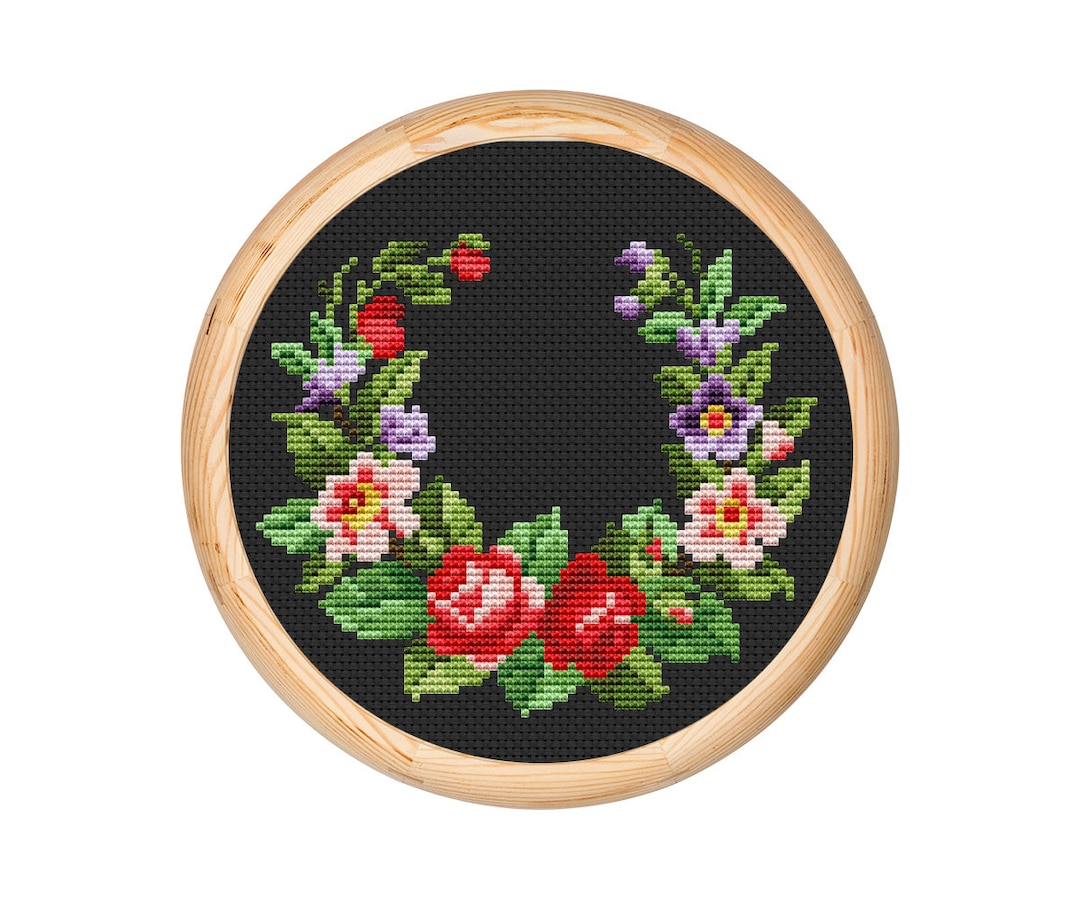 Vintage Flowers Cross Stitch Pattern, Antique Cross Stitch Design, Mini ...