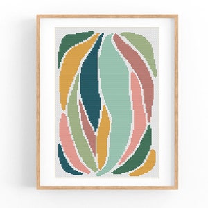 Set of 3 Modern Boho Cross Stitch Patterns, Abstract Colourful Cross ...