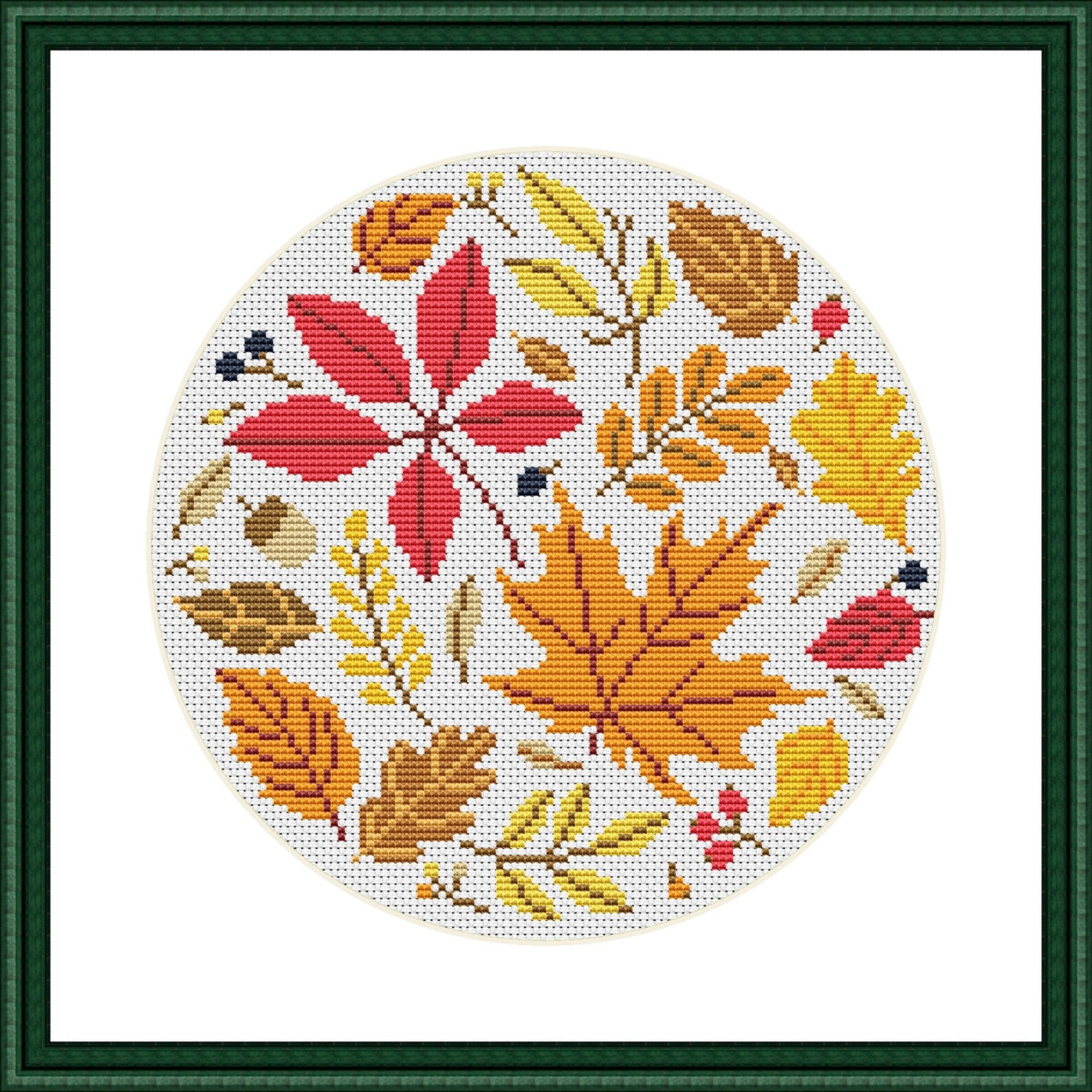 Fall Cross Stitch Pattern, Autumn Leaves, Fall X-stitch PDF ...