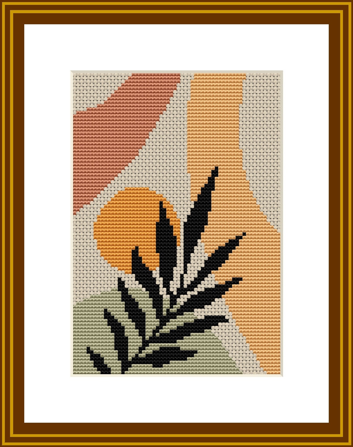 Set of 4 Modern Boho Cross Stitch Patterns, Abstract Nature Cross ...