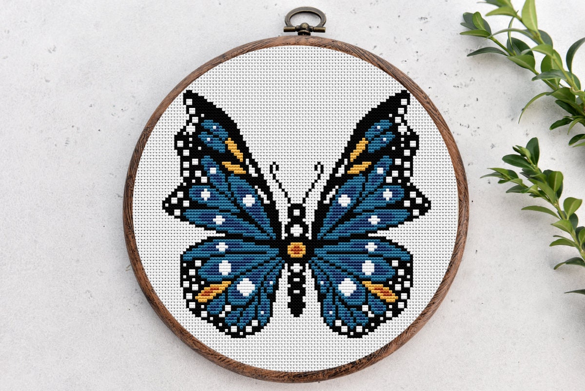 Butterfly Cross Stitch Pattern, Flying Insect Nature Cross Stitch, Hoop ...