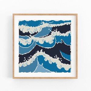Set of 6 Modern Ocean Water Sea Cross Stitch Patterns, Abstract Nature ...