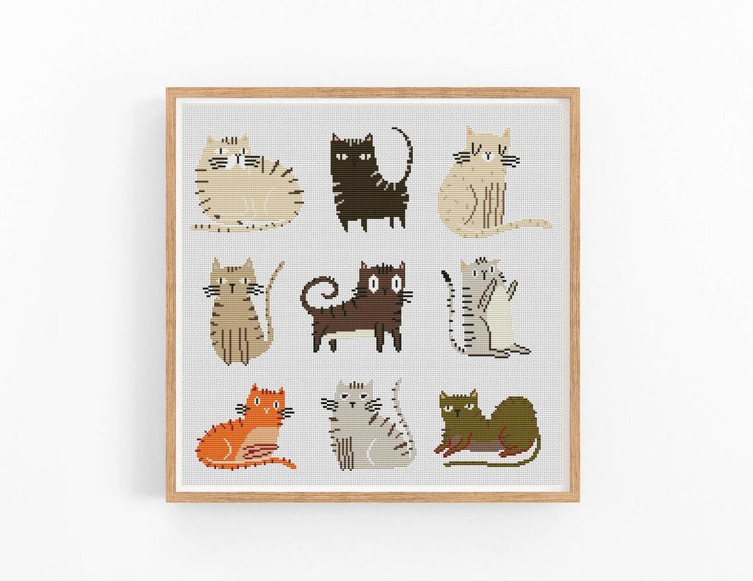 Cats Cross Stitch Pattern, Large Modern X-stitch Pattern,cross Stitch Chart, Kitten, Cat Lover ...