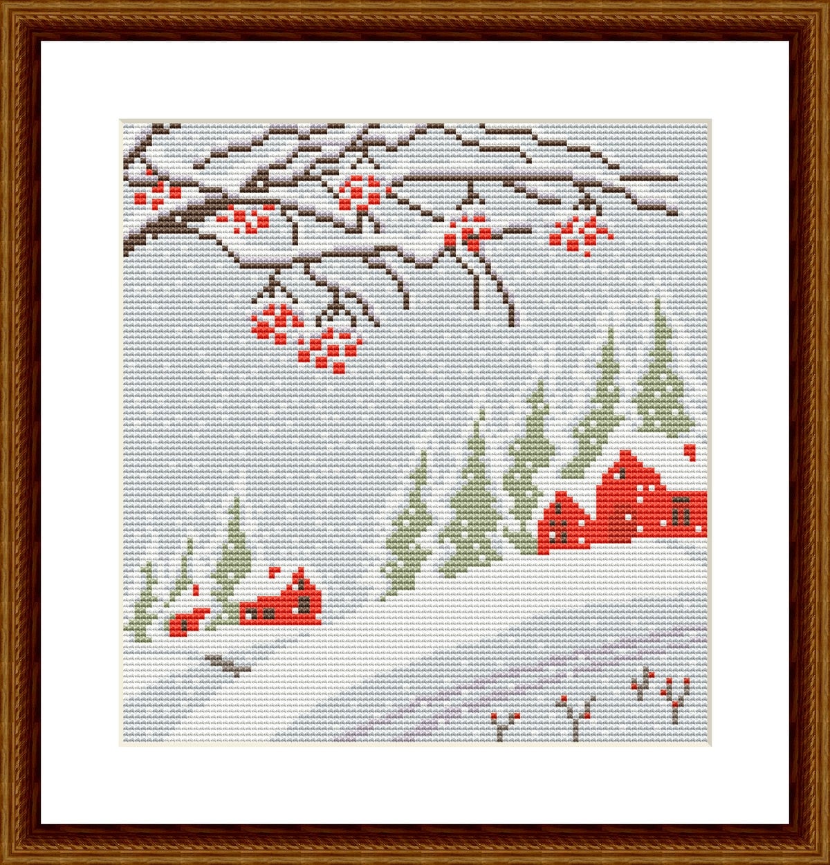 Winter Landscape Cross Stitch Pattern, Snowy Forest, Christmas, Scenic ...