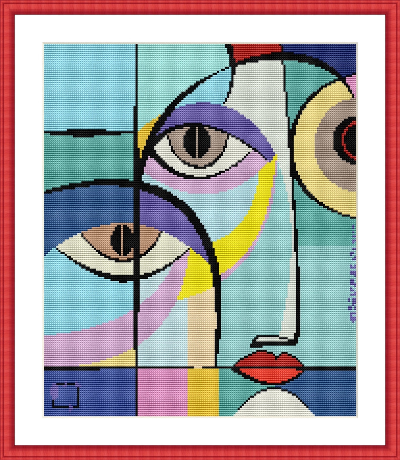 Abstract Portrait Cross Stitch Pattern Cubizm Modern X-stitch - Etsy