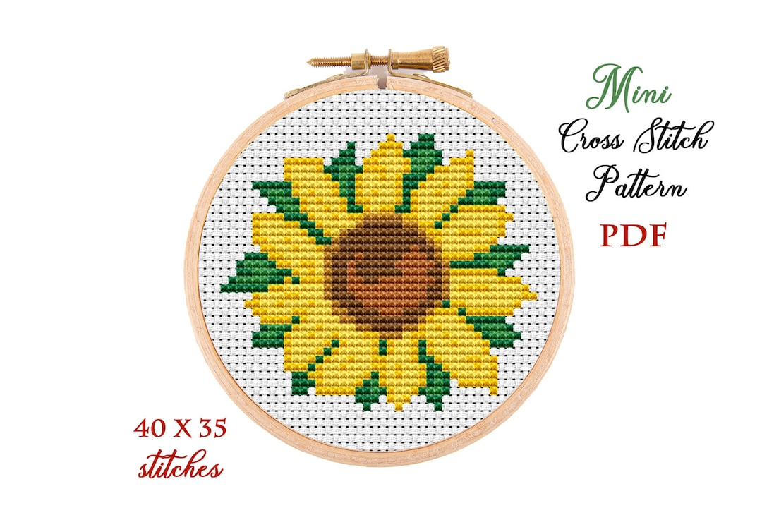 Mini Cross Stitch Pattern. Sunflower. Counted Cross Stitch Chart ...