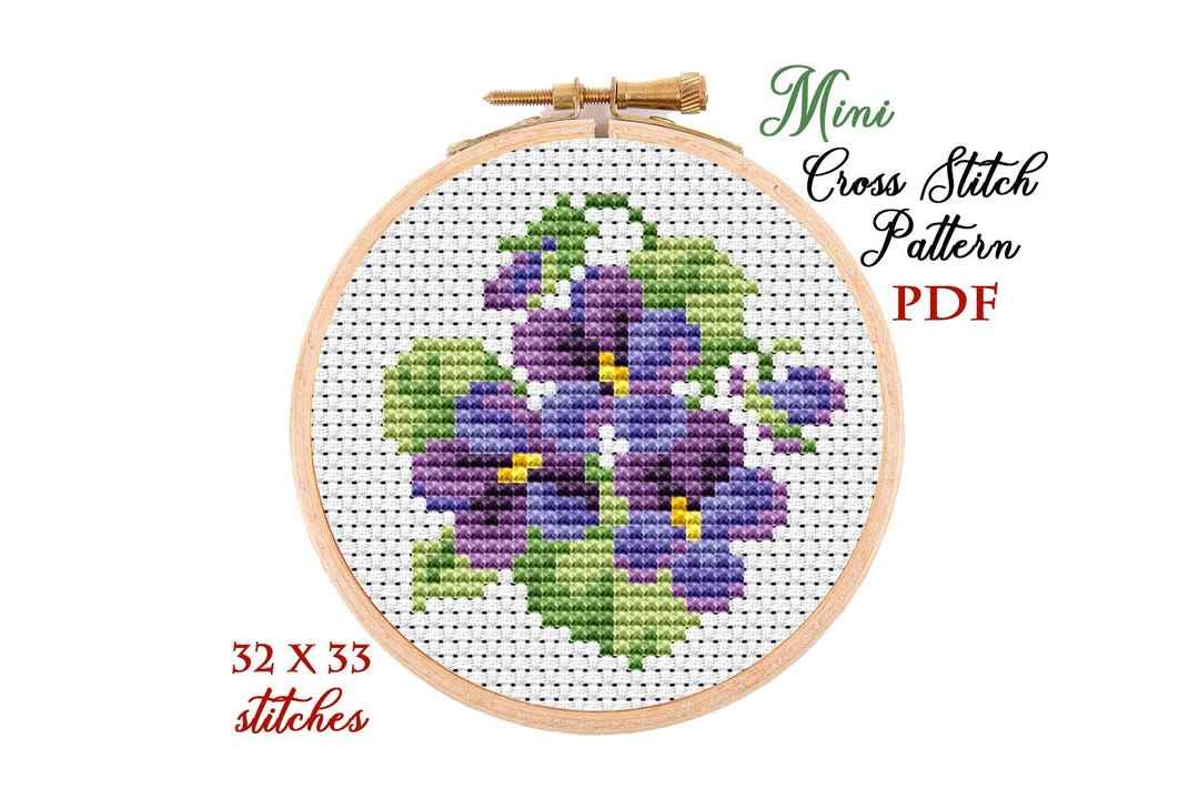 Mini Cross Stitch Pattern. Viola. Counted Cross Stitch Chart. Flower ...