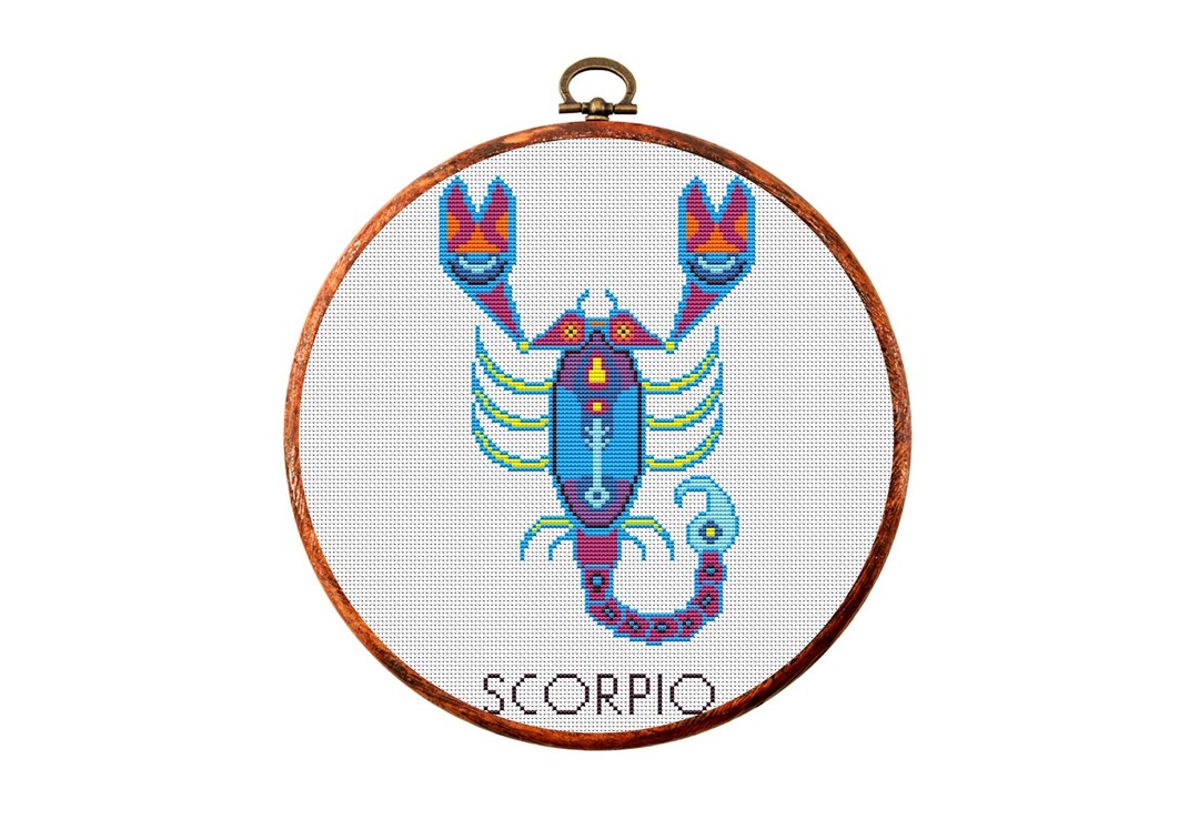 Zodiac Sign Scorpio. Modern Cross Stitch Pattern. Counted Cross Stitch ...