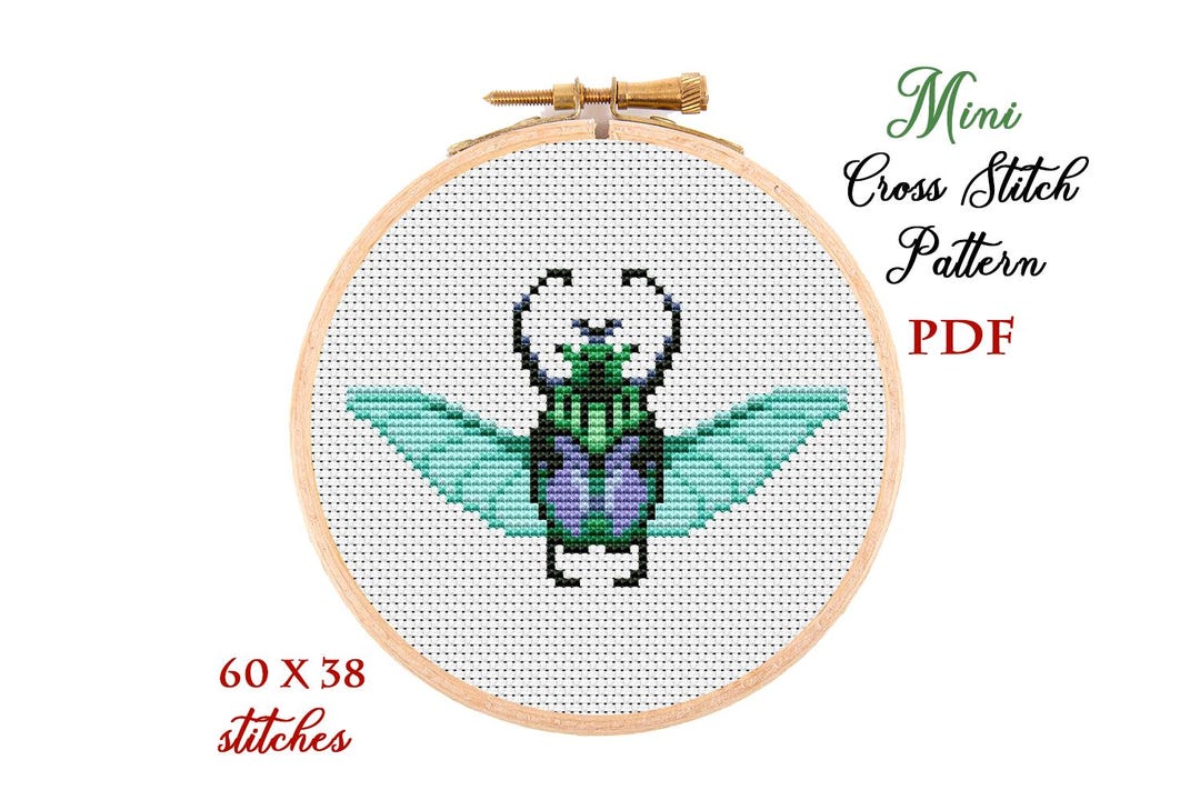 Mini Cross Stitch Pattern. Little Bug, Insect. Counted Cross Stitch ...