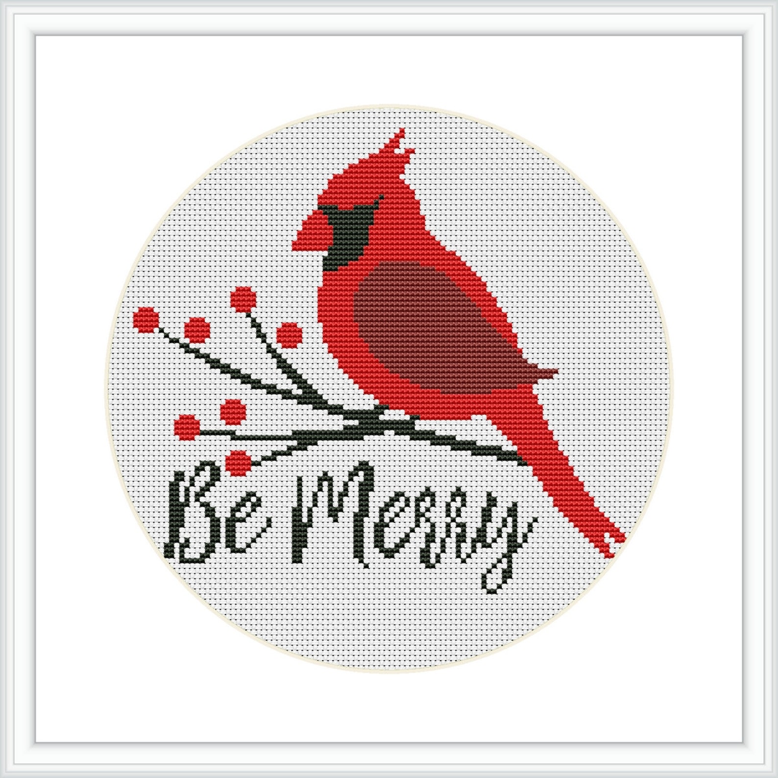 Christmas Cross Stitch Pattern Christmas Bird. Be Merry.easy - Etsy