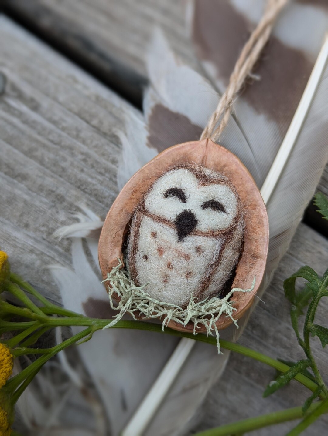 Tiny Needle Felted Owl in Walnut Shell - Waldorf - Seasonal Table ...
