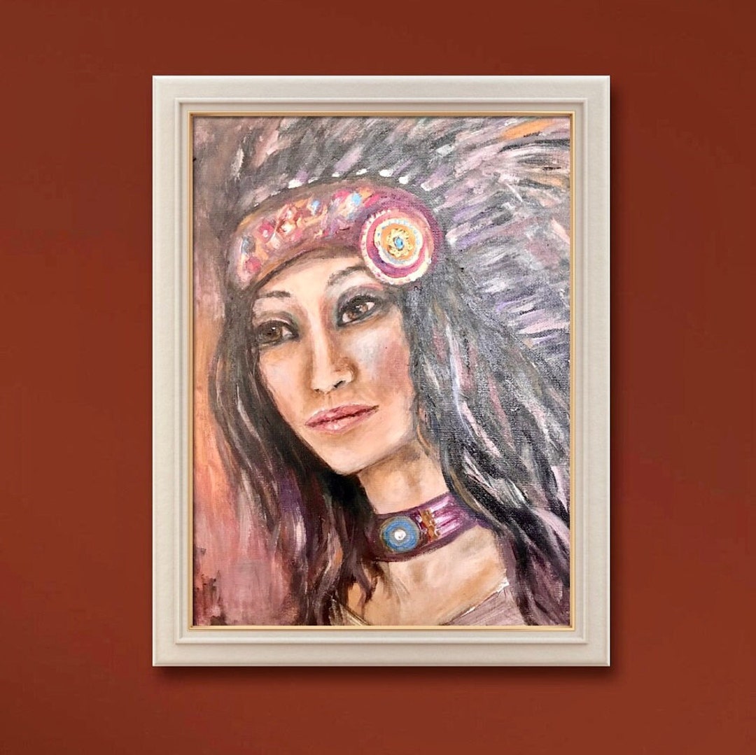 Native American Queen Original Acrylic Painting on Canvas Board,woman ...
