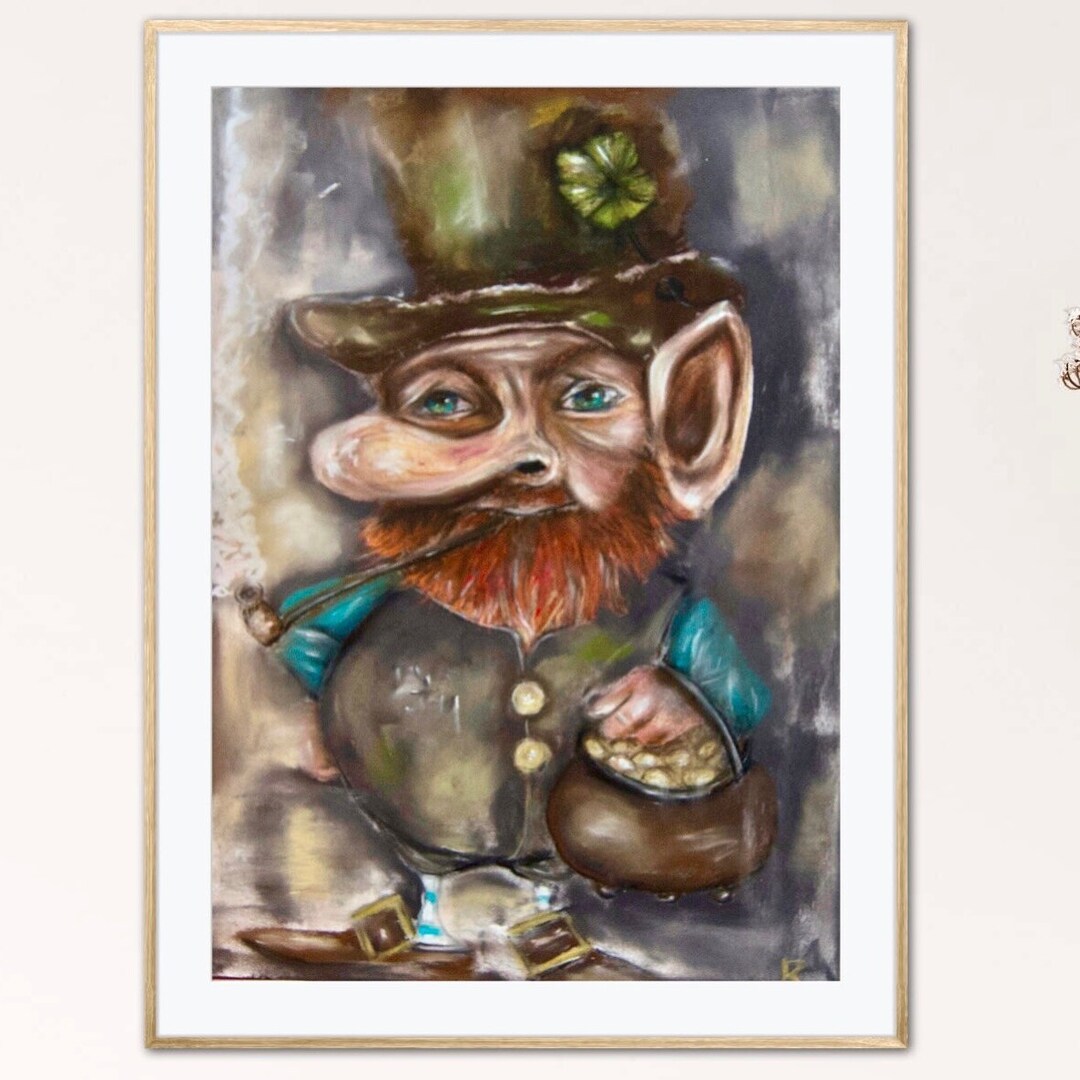 Leprechaun With a Pot of Gold,original Soft Pastel Painting,irish ...