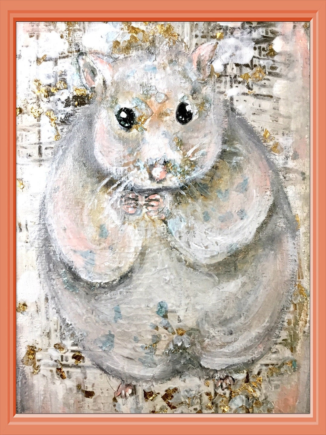 Hamster Painting,funny Fat Hamster Original Acrylic Painting,decorated ...