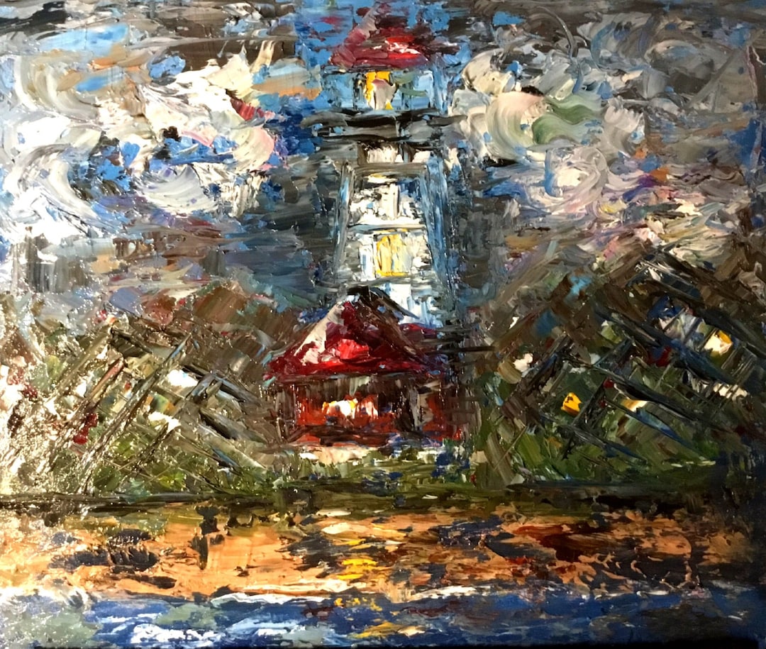 Lighthouse Painting original Oil Painting On Canvas Board landscape lighthouse-painting-original-oil-painting-on-canvas-board-landscape