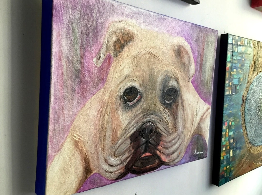 Bulldog Painting,original Watercolor Painting on Canvas,animals ...