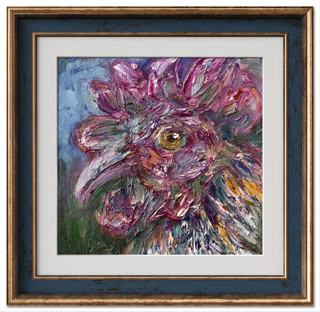 Red Rooster Original Oil Painting on Canvas,birds Painting,small Canvas ...