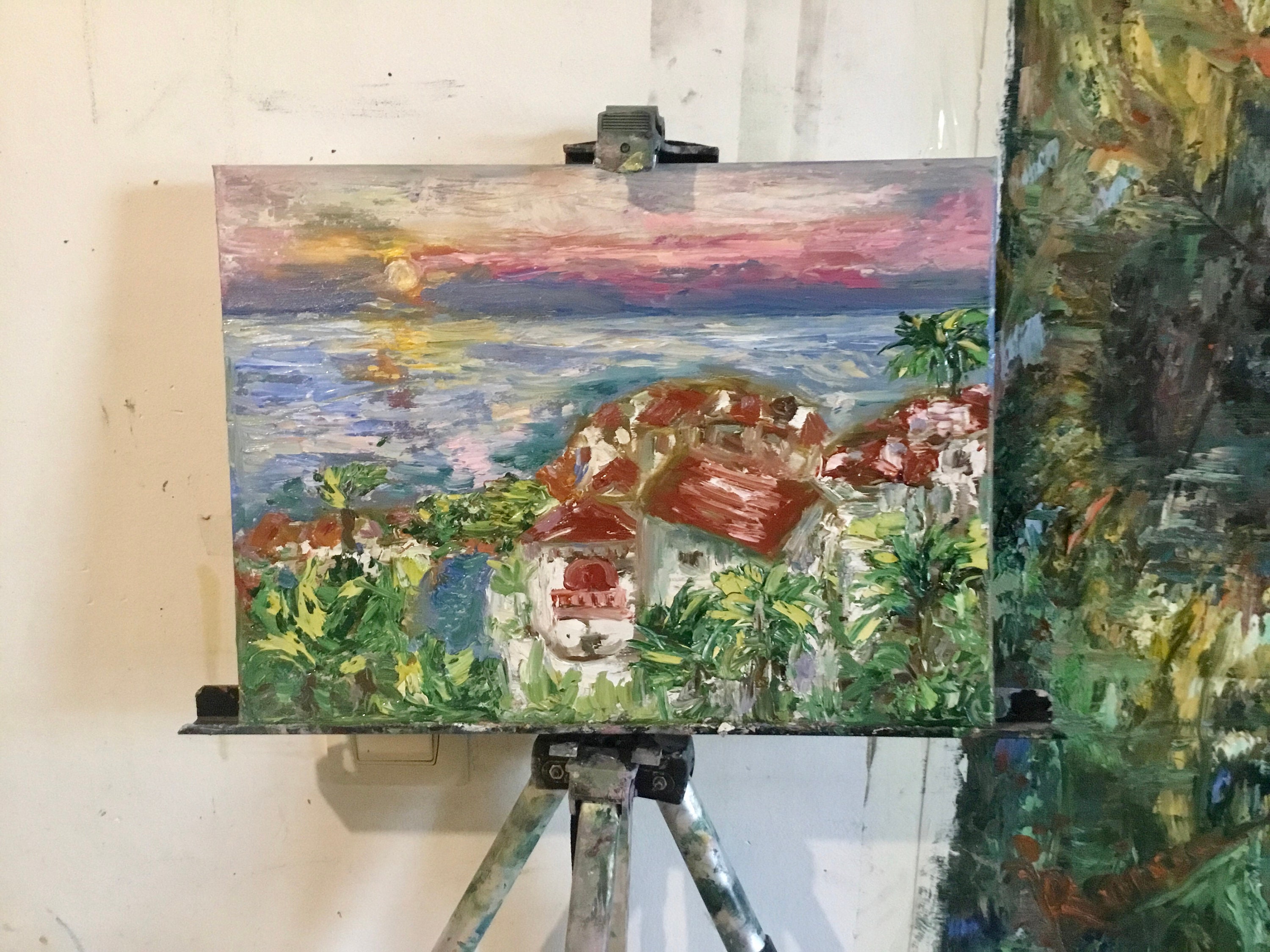 Canarian Islands Landscape Painting,original Oil Impasto Style Canvas ...