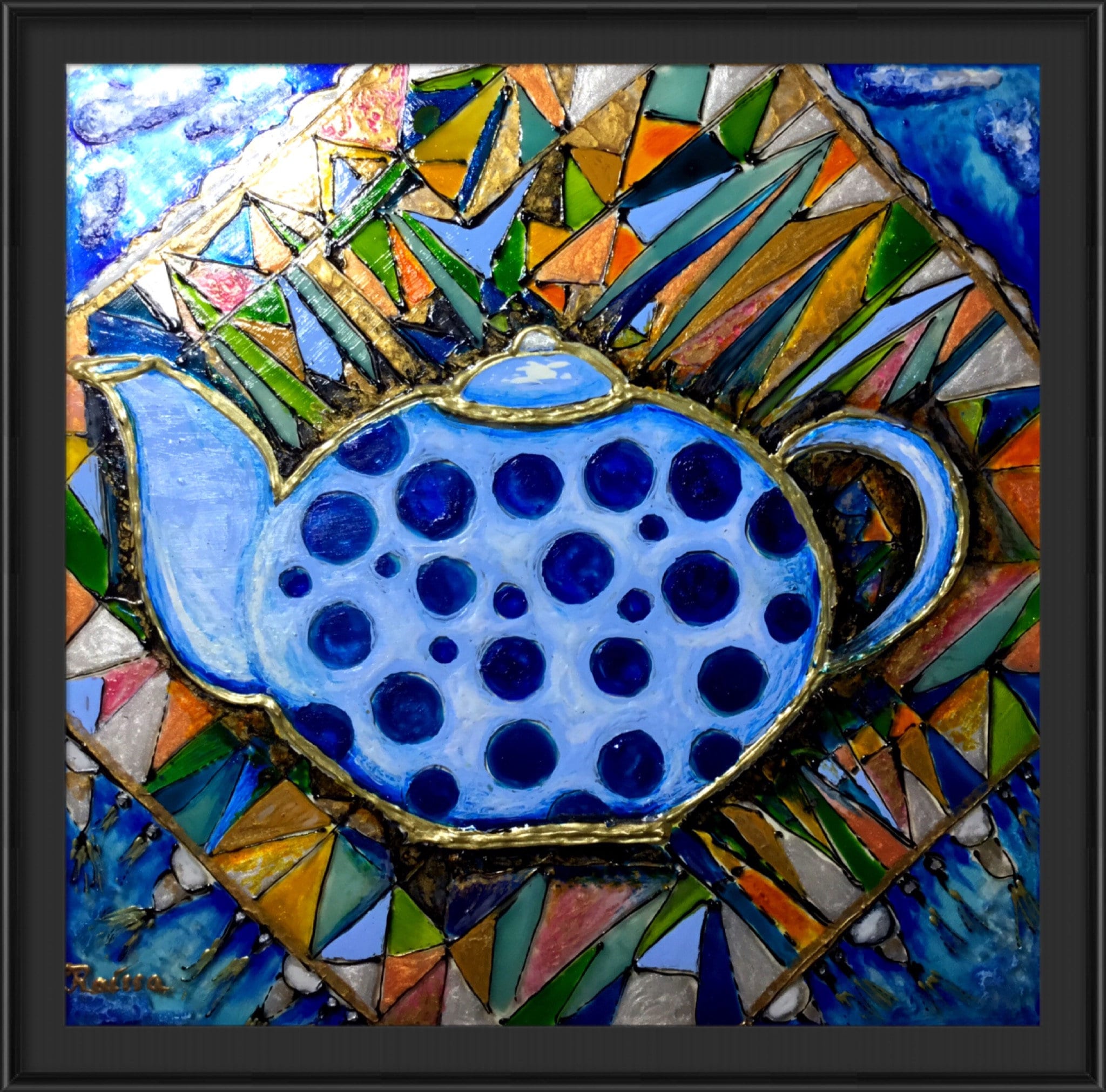 Stained Glass Painting Teapot on a Fantasy - Etsy