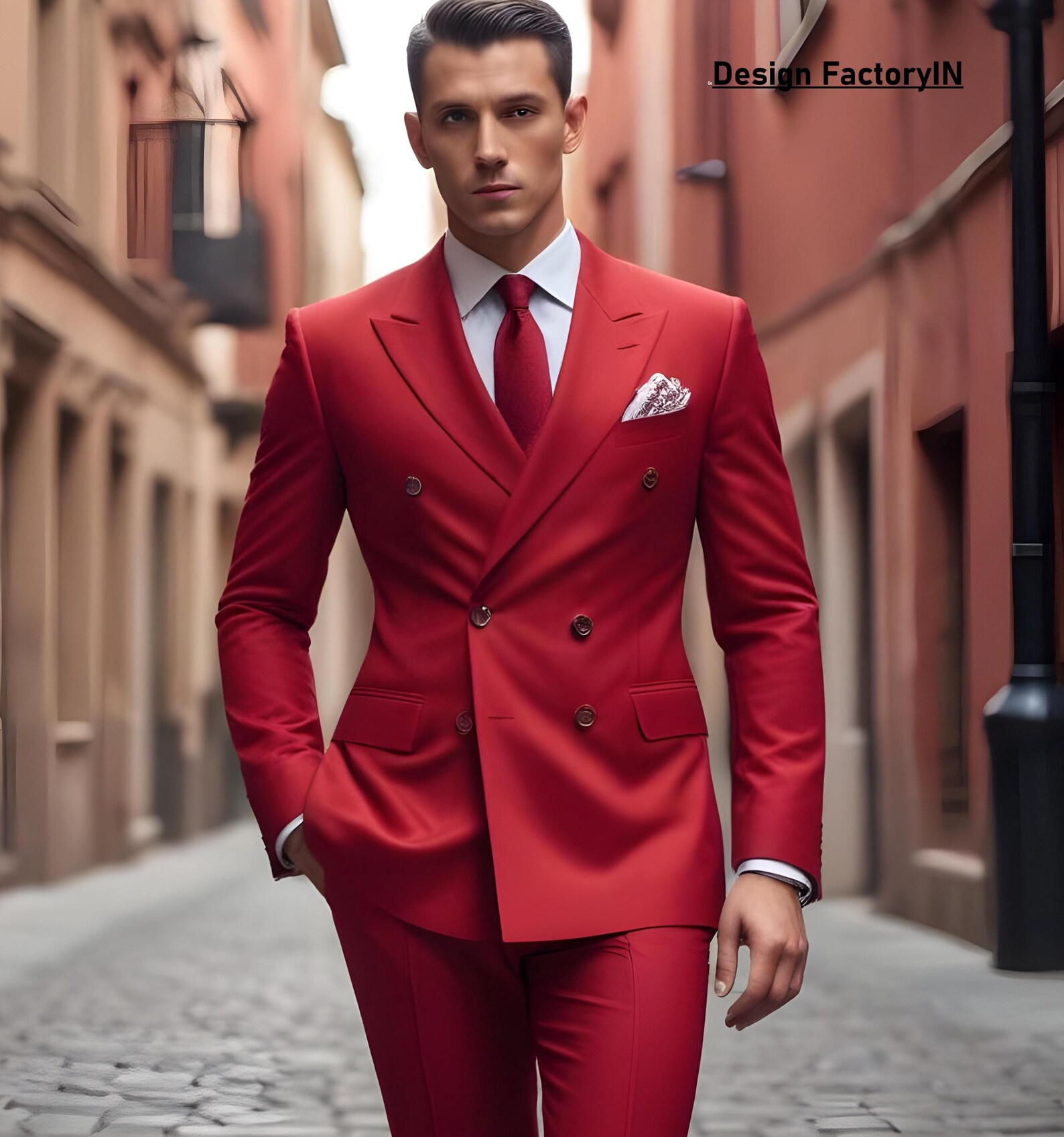 DOUBLE BREASTED SUIT for Wedding, Red 2 Piece Suit, Wedding Suit, Groom ...