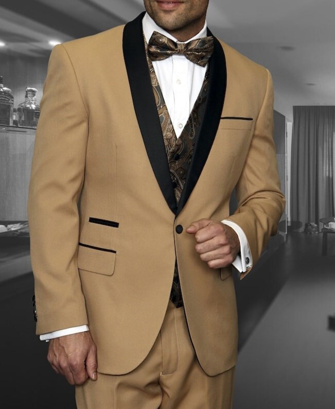 MEN SUITS Men 2 Piece Golden Suit Wedding Wear 2 Piece Suit - Etsy