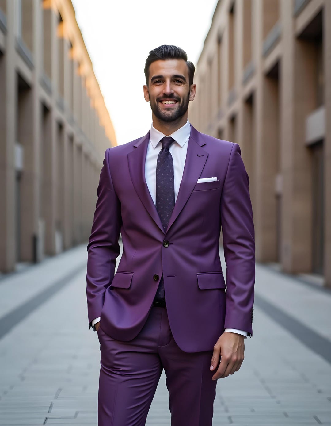 LATEST MEN SUITS Slim Fit Premium Cotton Blend Purple Suit for Wedding ...