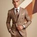 DOUBLE BREASTED SUIT, Brown 2 Piece Suit, Wedding Suit, Groom Suit, Men ...