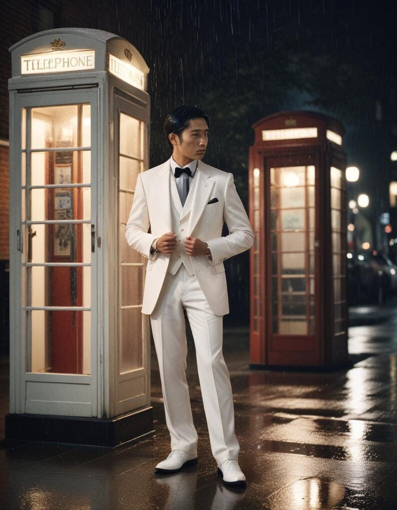 WHITE 3 PIECE SUITS Wedding Wear Premium Cotton Blend Slim Fit Three ...