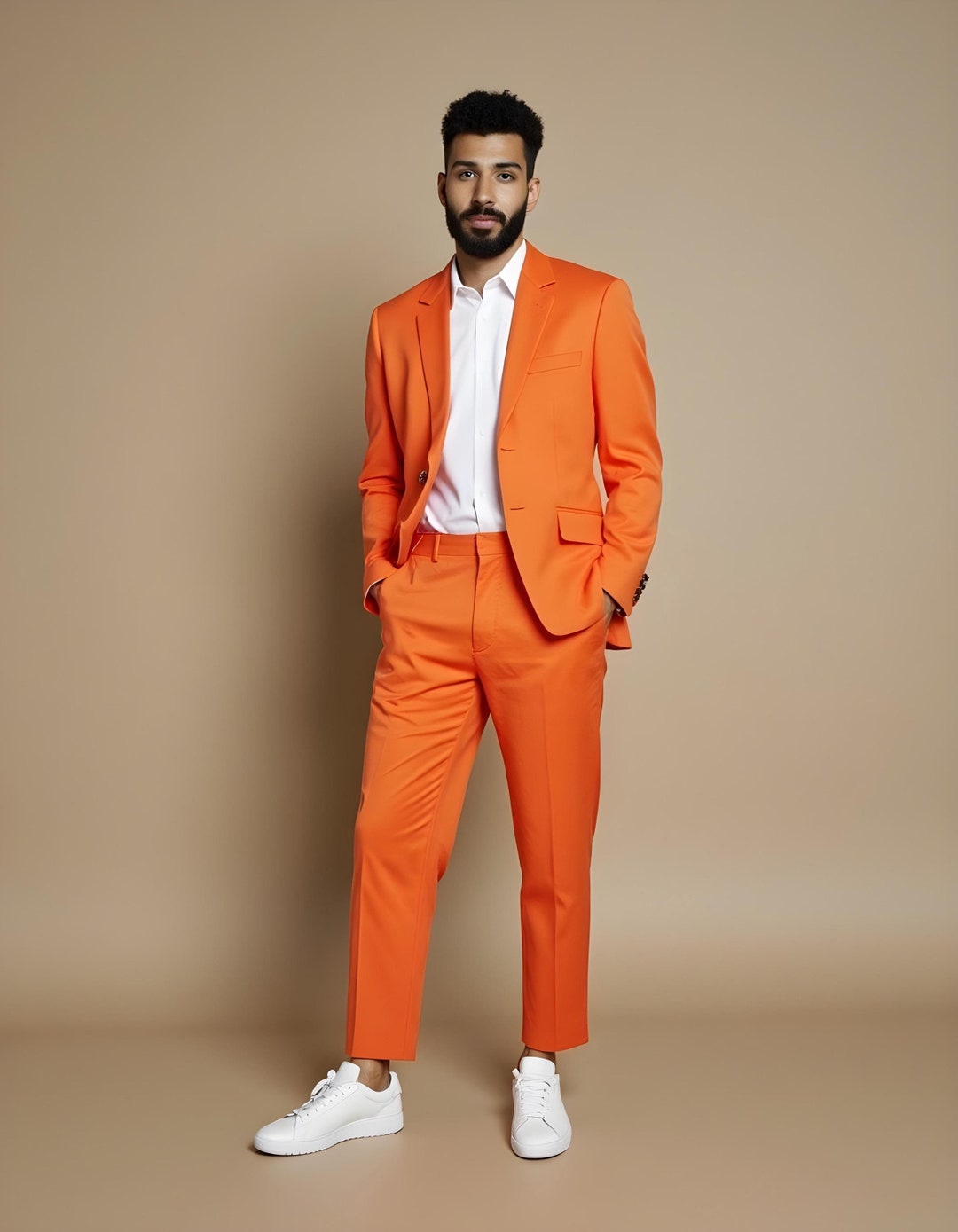 WEDDING 2 PIECE SUITS Slim Fit Premium Cotton Blend Orange Suits for ...