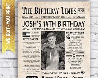 14th Birthday Girl Decorations Back in 2008 Poster Year - Etsy