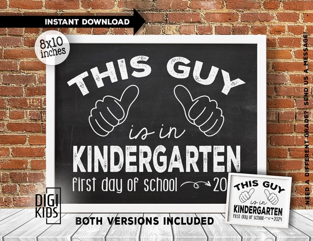 First Day of Kindergarten Sign 2024 - 1st Day of School Sign ...