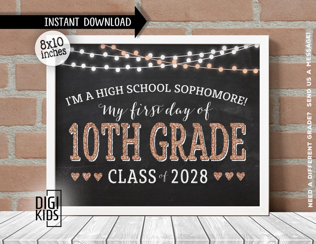 1st Day of 10th Grade Sign 2025 - First Day of Sophomore Year - Class ...