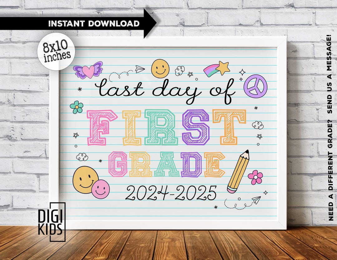 Last Day of 1st Grade Sign 2024 - 1st Grade Last Day of School ...