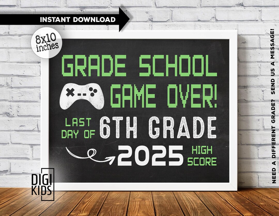 Last Day of 6th Grade Sign 2025 - Last Day of Grade School Sign - Grade ...