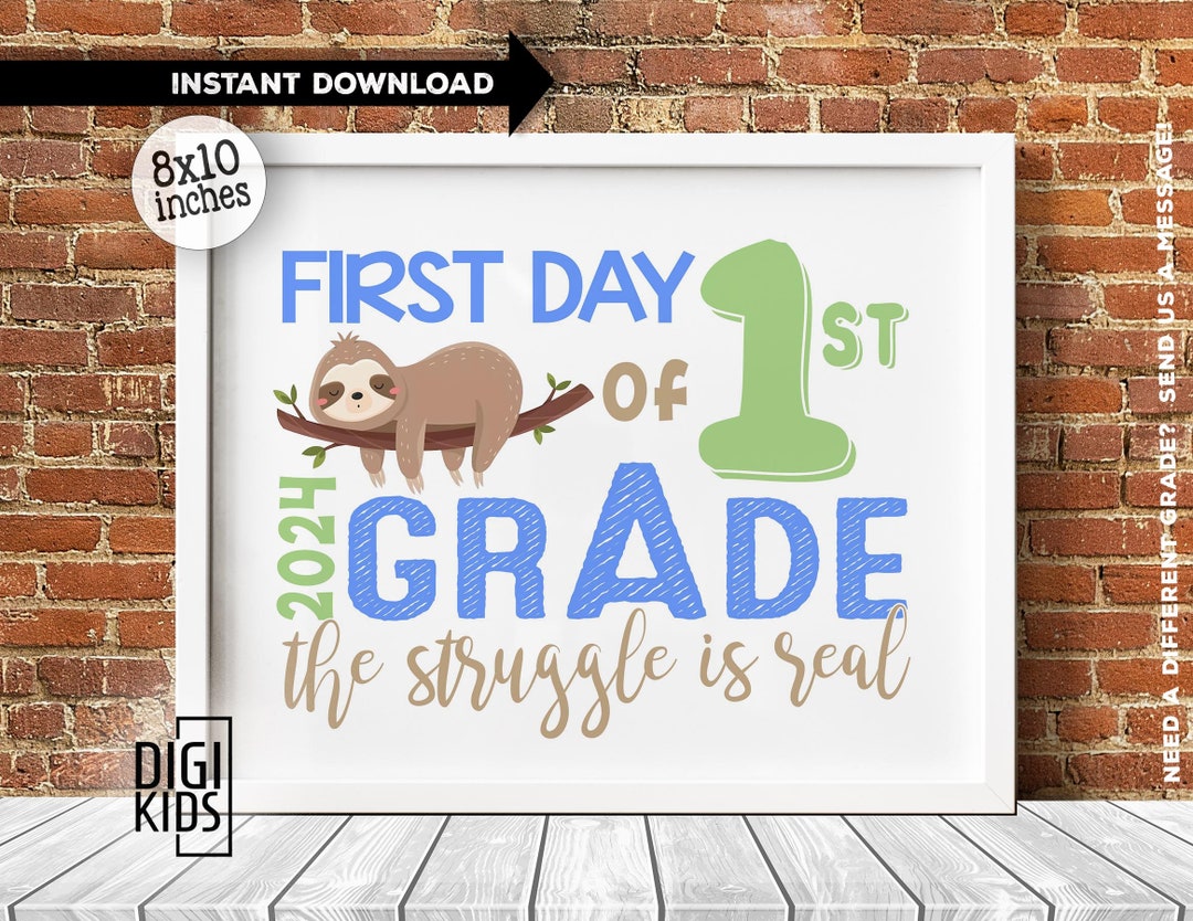 1st Grade Sign 2024 - First Day of School Sign - 1st Grade Printable ...