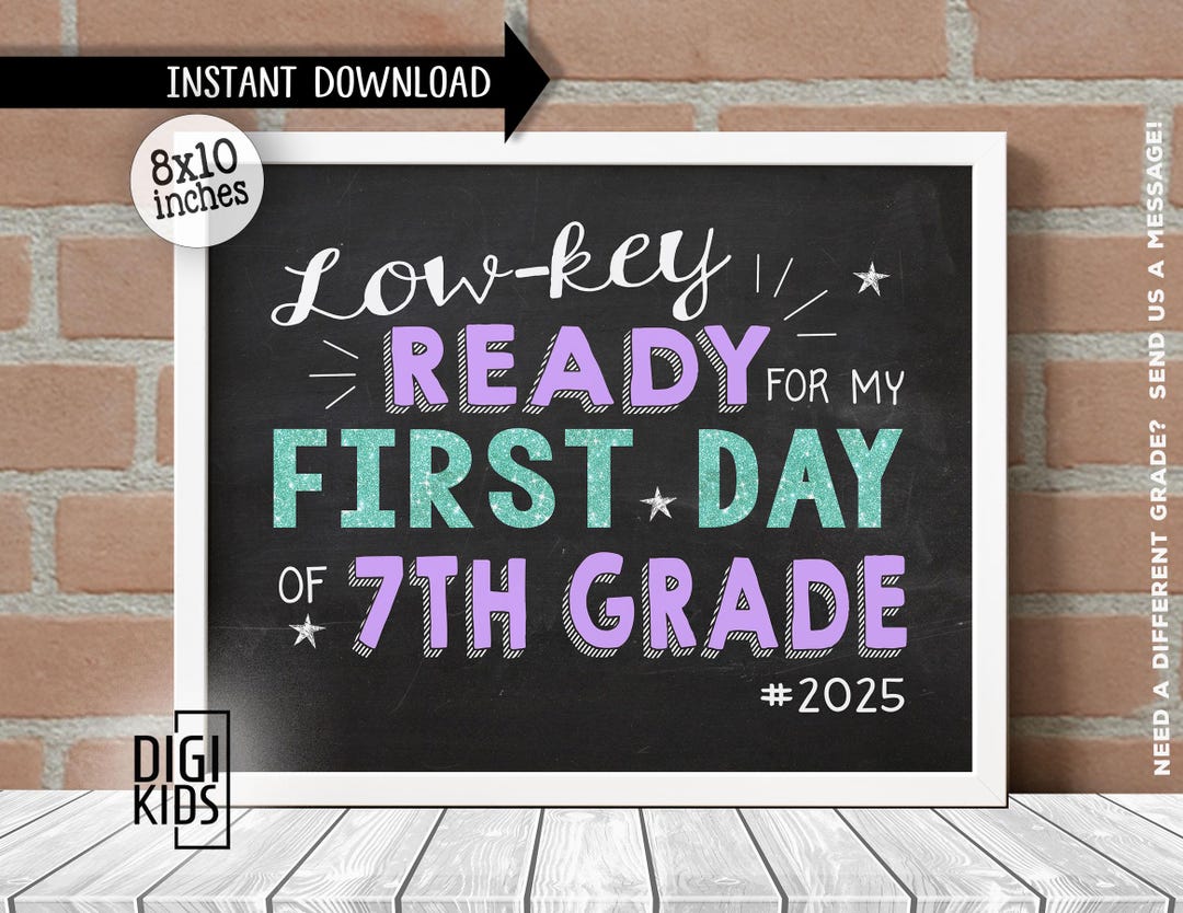 1st Day of 7th Grade Sign 2025 - 7th Grade Printable Sign - Back to ...
