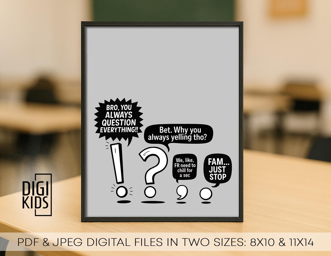 Punctuation Rules Poster: Funny Classroom Sign With Gen Z Slang ...
