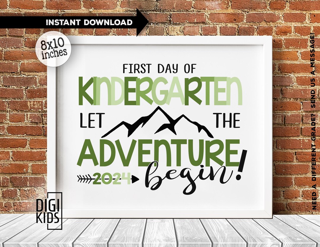 First Day of Kindergarten Sign 2024 - 1st Day of School Sign ...