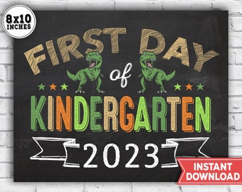Dinosaur First Day of Kindergarten Sign Instant Download - Etsy