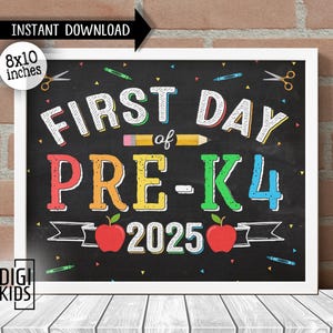 First Day of Pre K4 Sign - 1st Day of School Sign 2025 - Printable Pre ...