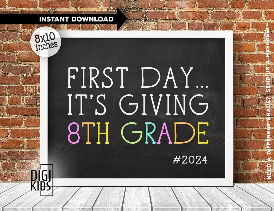 First Day of 8th Grade Sign - It's Giving 8th Grade Poster - Back to ...