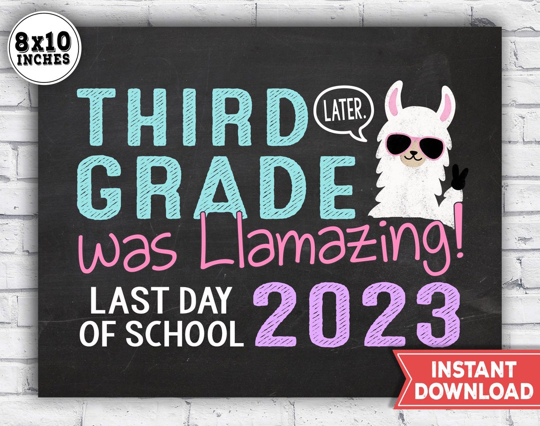 Last Day of 3rd Grade Sign Printable Last Day of School Sign - Etsy