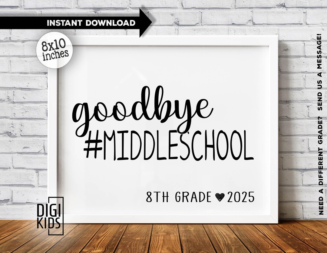 Last Day of Middle School Sign - Last Day of 8th Grade Sign 2025 ...